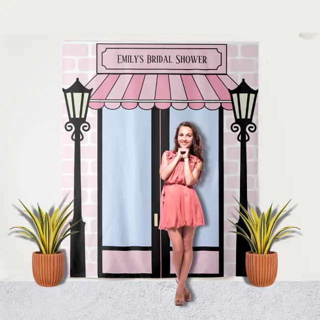 Pink Parisian Bridal Shower Photobooth backdrop | Zazzle