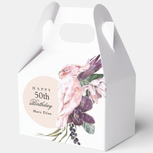 Pink Parrot Boho Tropical 50th Birthday Party Favor Boxes | Zazzle