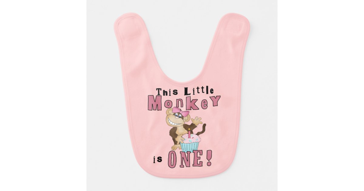 Pink Party Monkey 1st Birthday Bib | Zazzle