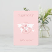 Pink Passport Travel Girl Baby Shower World Map In Invitation | Zazzle