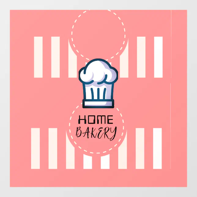 Pink Pastel Cute Simple Home Bakery Logo Window Cling | Zazzle