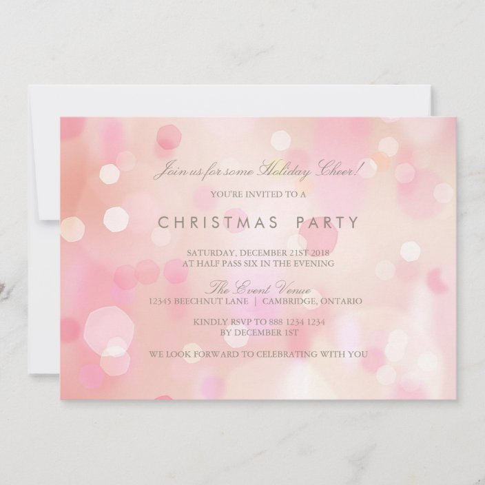 Pink Pastel Lights Christmas Party Invitation | Zazzle.com