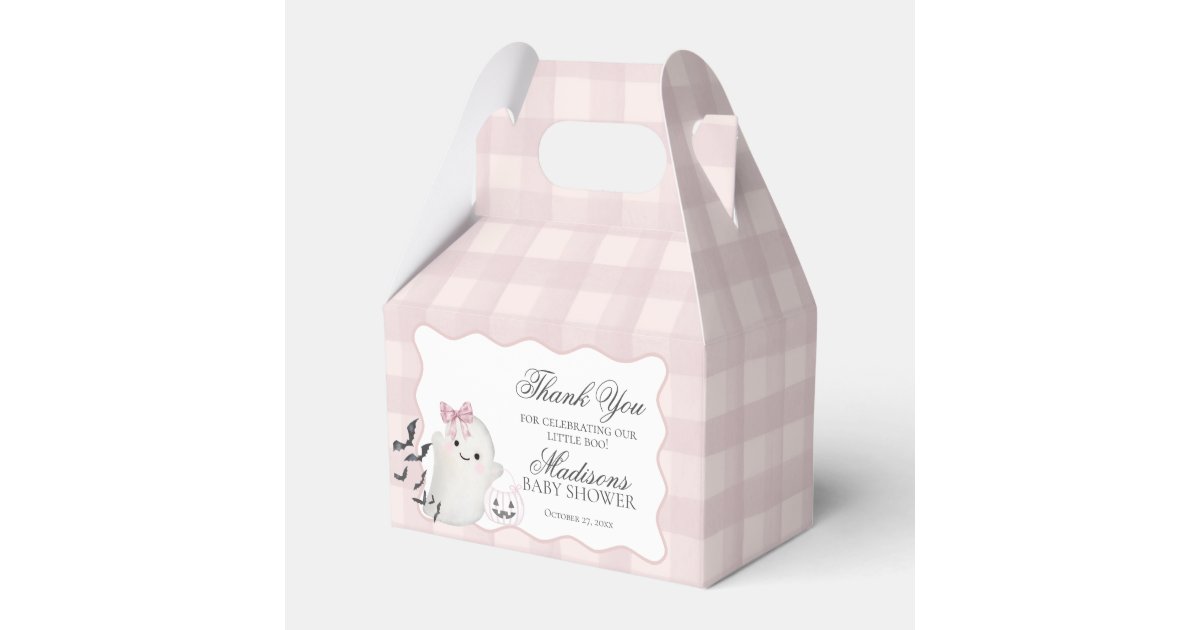 Pink Pastel Little Boo Ghost Baby Shower Gable Favor Boxes | Zazzle