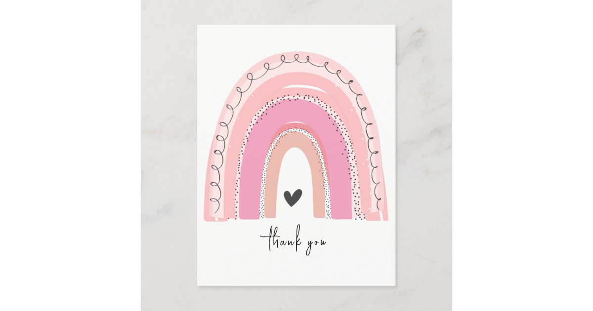 Pink Pastel Rainbow Thank You Postcard | Zazzle