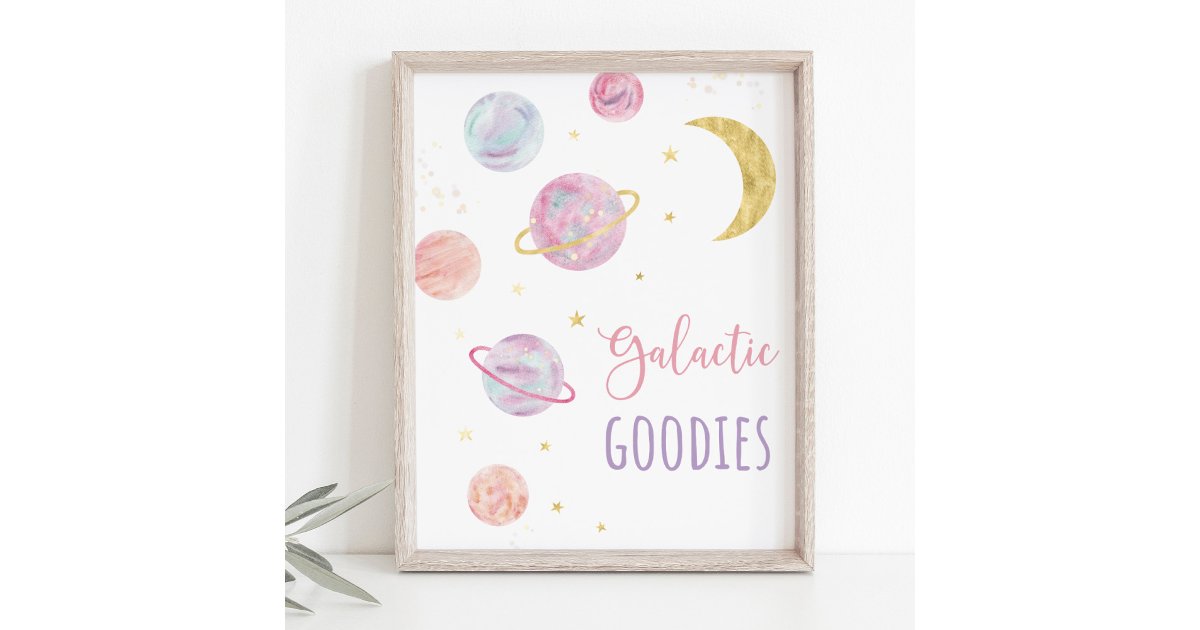 Pink Pastel Space Galactic Goodies Birthday Sign | Zazzle