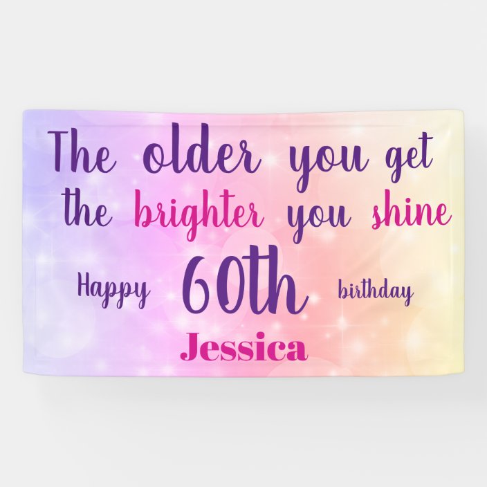 Pink pastel sparkly 60th Birthday personalised Banner | Zazzle.com