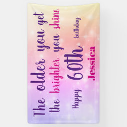 Pink pastel sparkly 60th Birthday personalised Banner | Zazzle