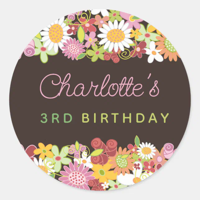 Pink Pastels Spring Flowers Garden Chic Birthday Classic Round Sticker ...