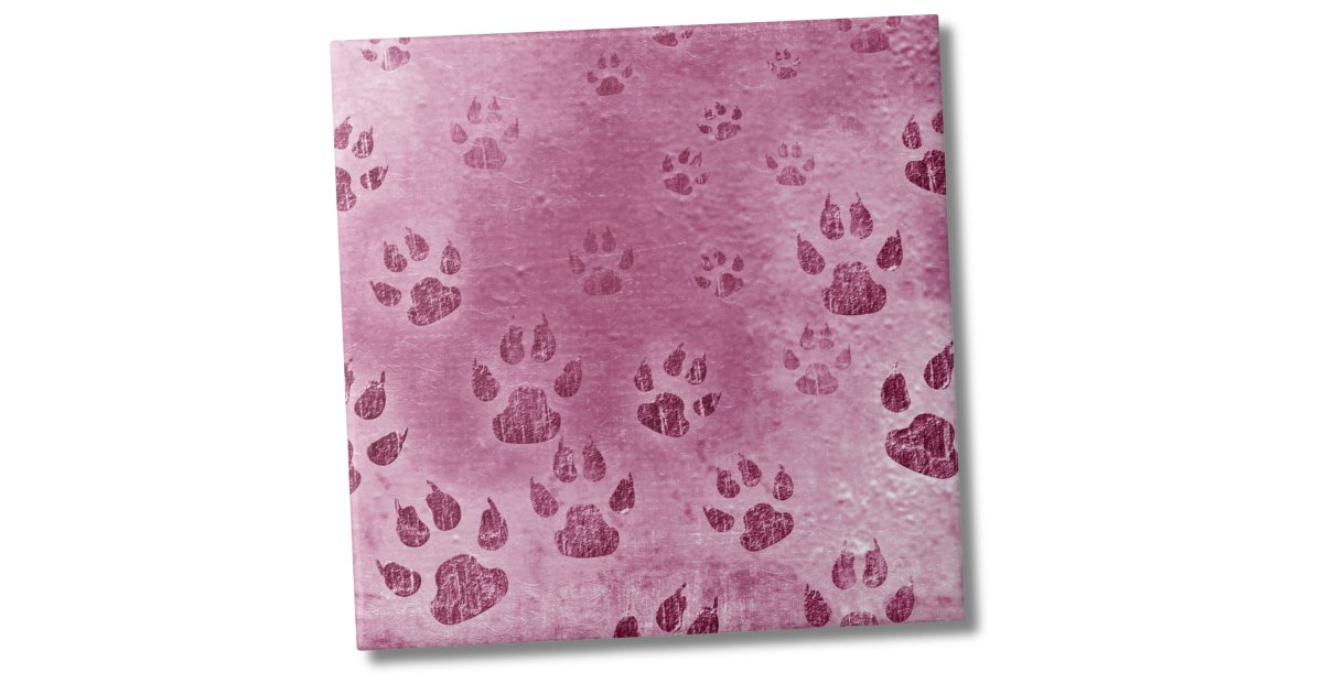 Pink Paw Pattern Ceramic Tile | Zazzle