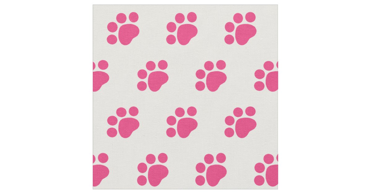 Pink Paw Print Pattern Fabric | Zazzle