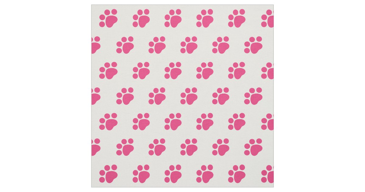 Pink Paw Print Pattern Fabric | Zazzle