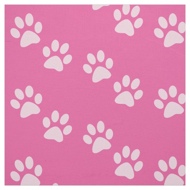 Brown Pink Blue Plum Dog Paw Prints Pattern Fabric | Zazzle