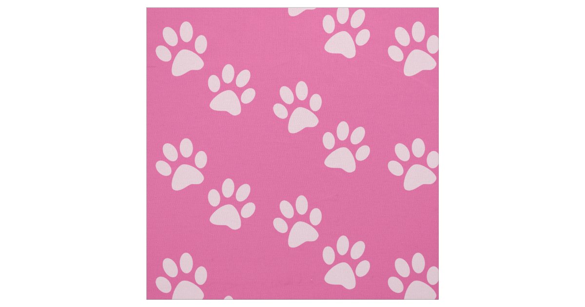 Pink Paw Prints Fabric | Zazzle
