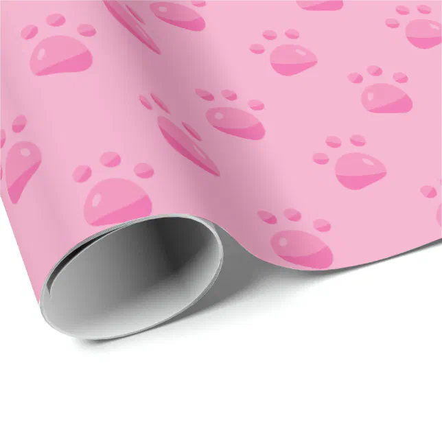 Pink Paw Prints Pattern | Any Background Wrapping Paper | Zazzle