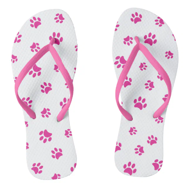 Pink Paw Prints Pattern Flip Flops | Zazzle