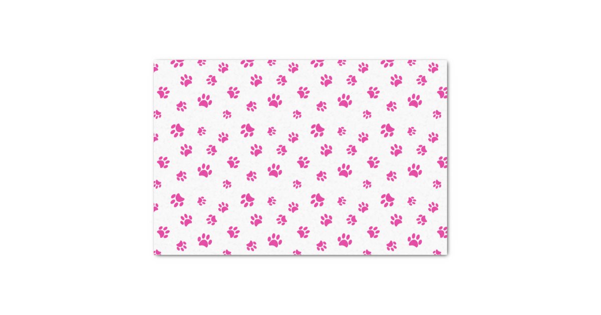 Pink Paw Prints Pattern Tissue Paper | Zazzle