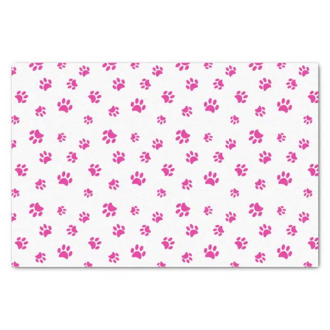 Pink Paw Prints Pattern Tissue Paper | Zazzle