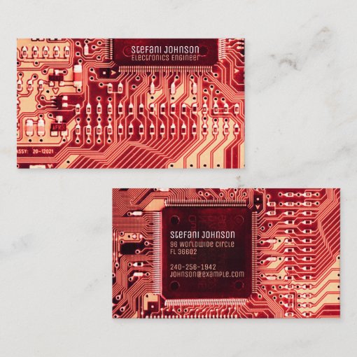 Pink PCB Printed Circuit, Technology Engineering Business Card | Zazzle