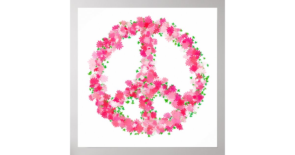 Pink Peace Flowers Poster | Zazzle