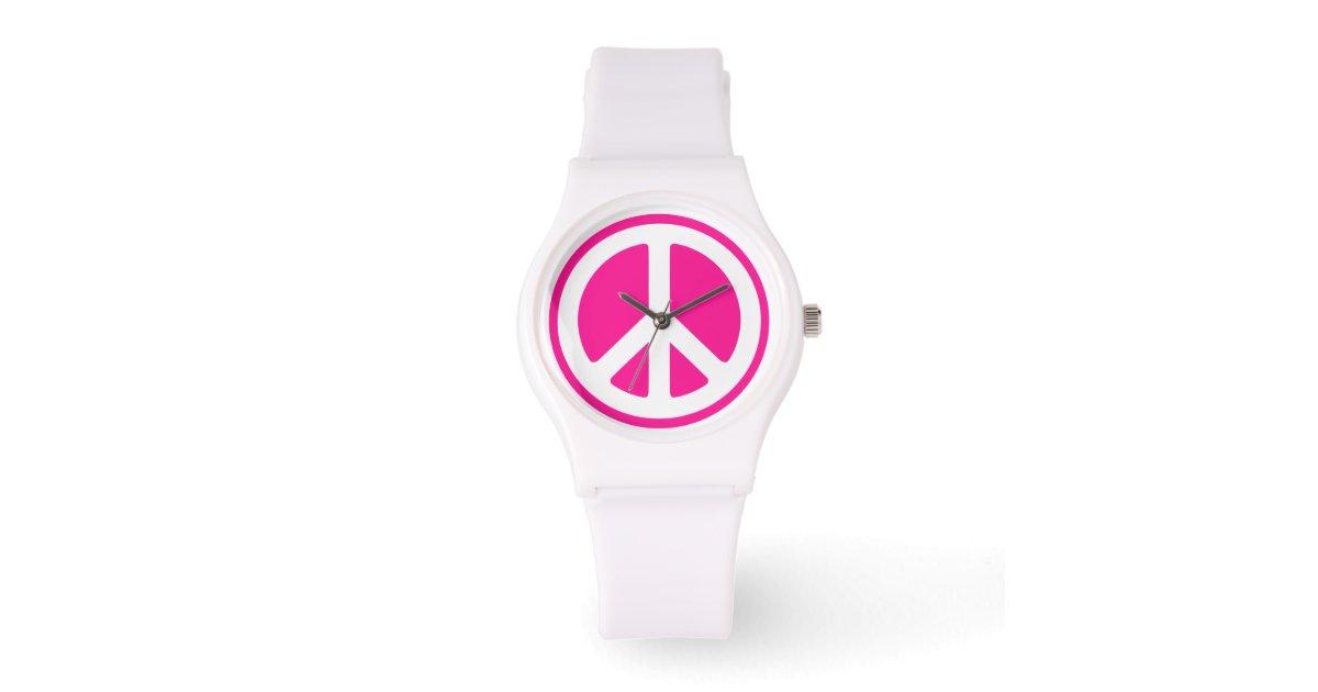 Pink Peace Sign Watch | Zazzle