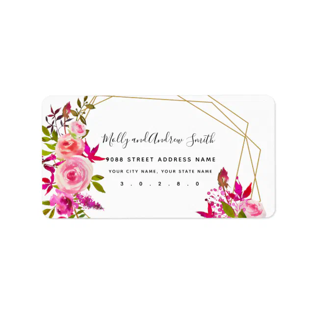 Pink Peach Rose address label party wedding | Zazzle