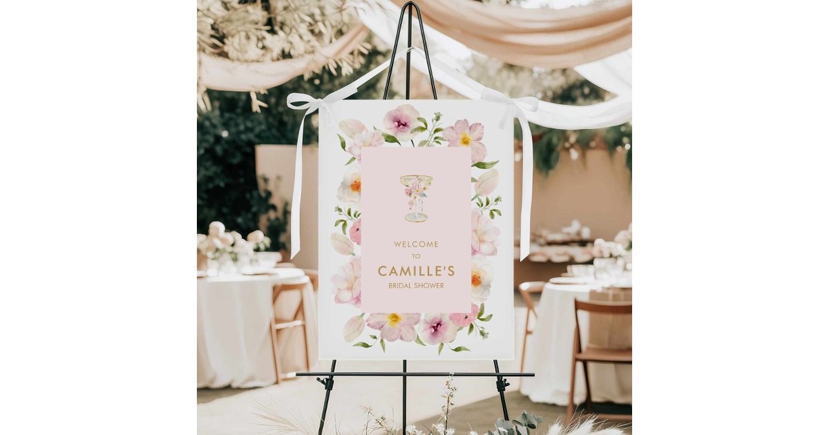 Pink Pearls and Prosecco Bridal Shower Welcome Foam Board | Zazzle