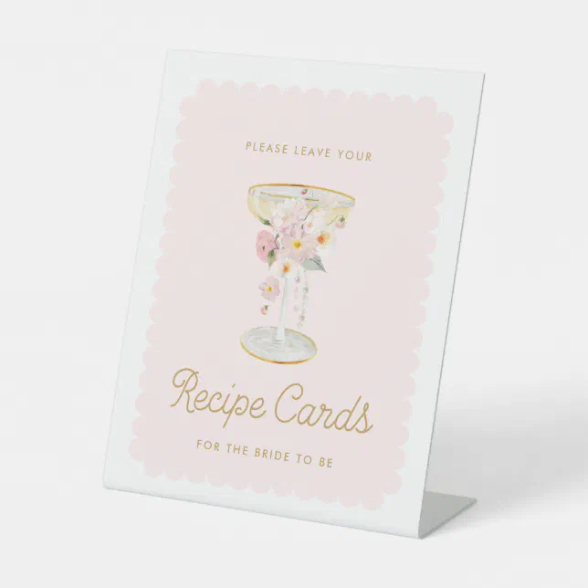Pink Pearls and Prosecco Recipe Card Sign | Zazzle
