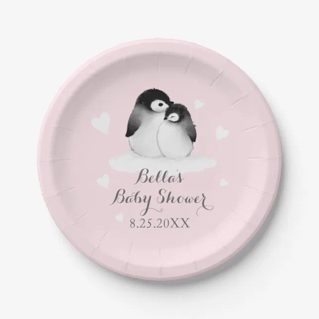 Pink Penguin Paper Plates | Zazzle