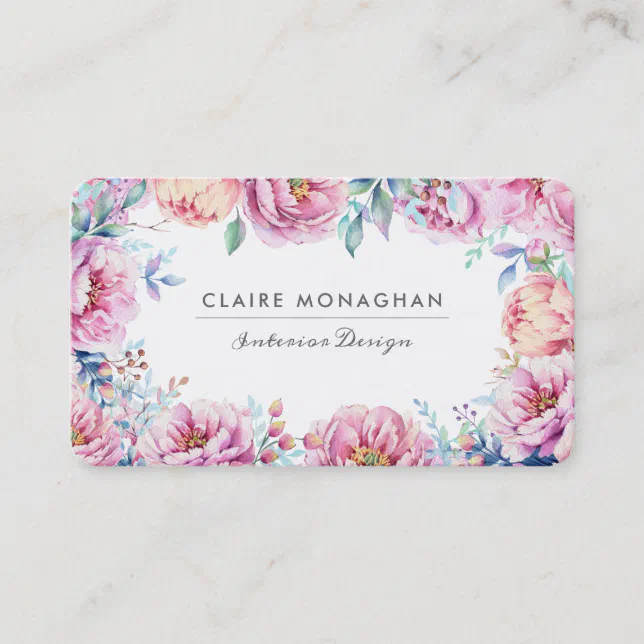 Pink Peonies | Business Cards | Zazzle