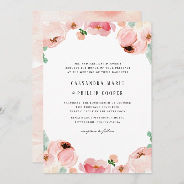 Pink Peonies Wedding Invitation Suite | Zazzle