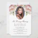 Pink Peony Floral Photo In Loving Memory Invitation | Zazzle