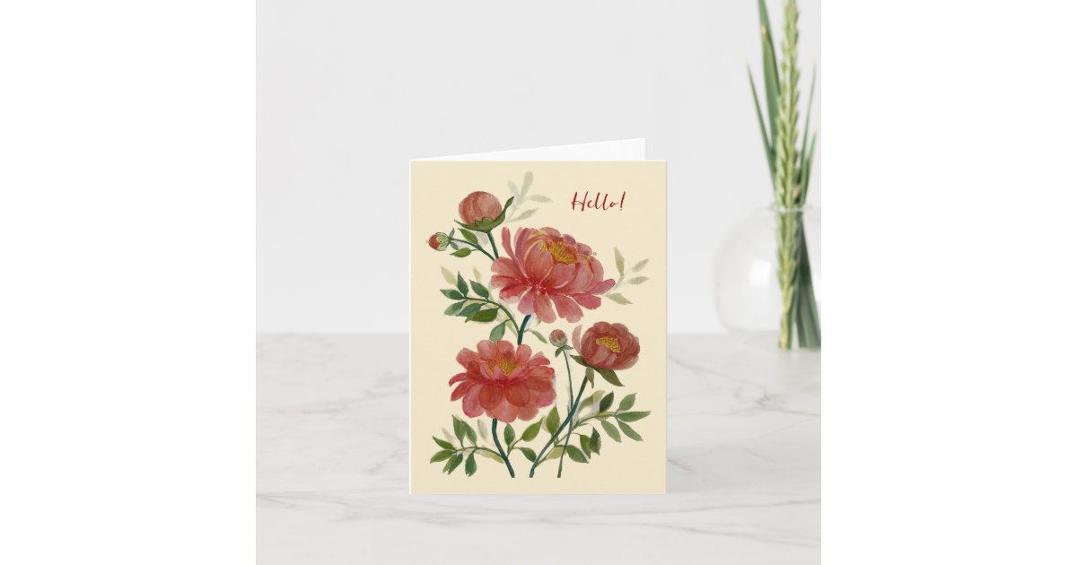 Pink Peony Folded Note Card | Zazzle