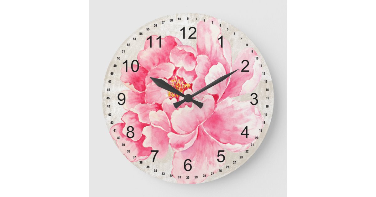 Pink Peony Large Clock | Zazzle