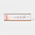 Pink Peony Rose Gold Teacher Desk Name Plate | Zazzle