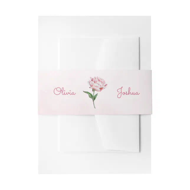 Pink Peony Wedding Invitation Belly Bands Invitation Belly Band | Zazzle