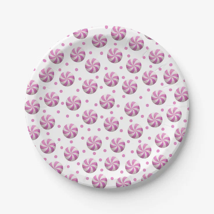 Pink Peppermint Candy Paper Plates | Zazzle