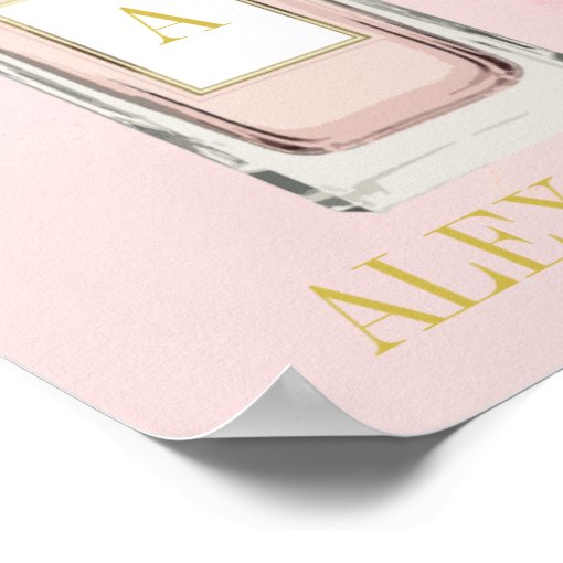 Pink Perfume Bottle Chic Monogram Personal Poster | Zazzle