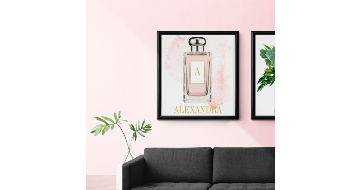 Pink Perfume Bottle Chic Monogram Personal Poster | Zazzle