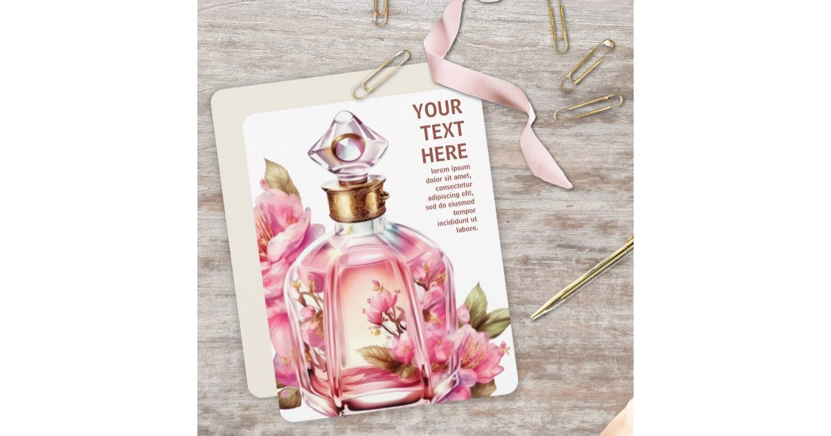 Pink Perfume Bottle Flat Note Card | Zazzle