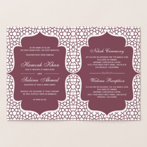 Pink Persian Gold Foil Muslim Wedding Invitation | Zazzle