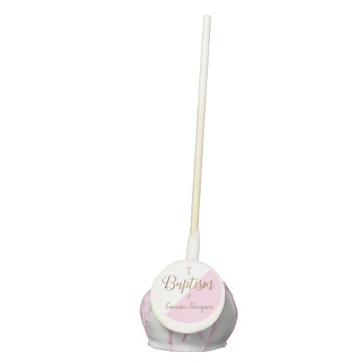 Pink Personalized Baby Baptism Gold Cross Cake Pops | Zazzle
