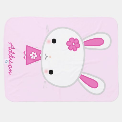 Pink Personalized Baby Blankets With Cute Bunny | Zazzle
