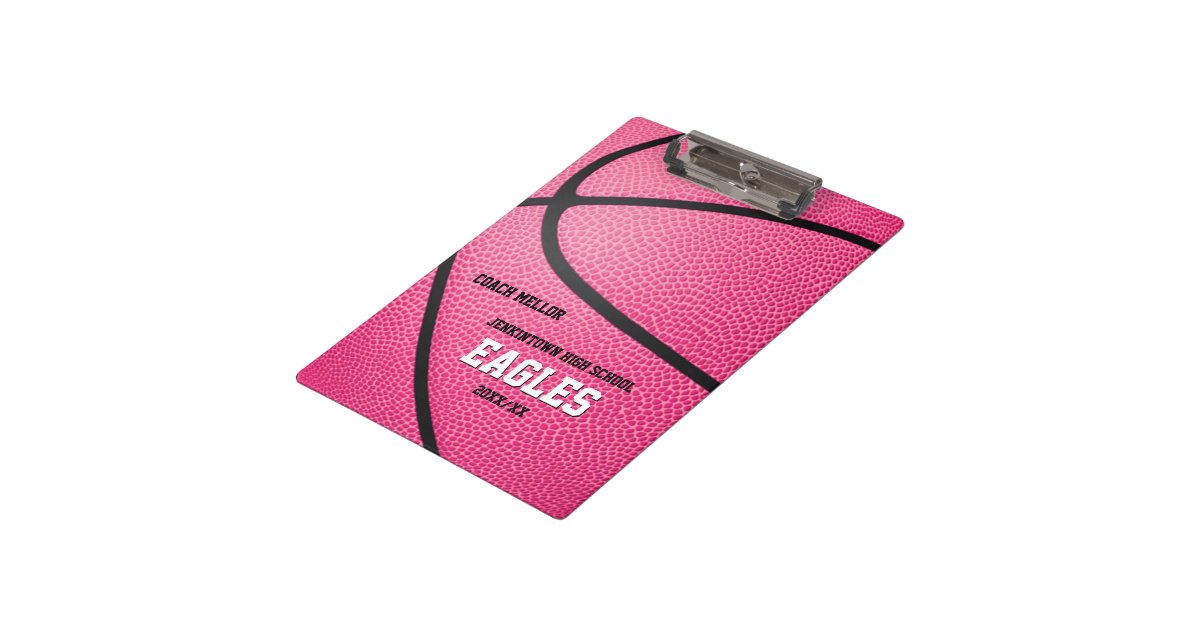 pink personalized basketball coach scorekeeper clipboard | Zazzle