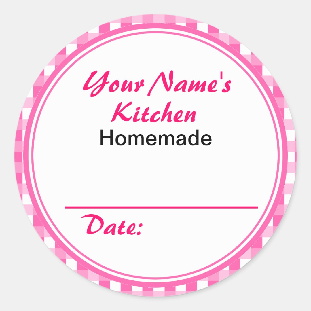 Pink Personalized Canning Labels Round Sticker | Zazzle