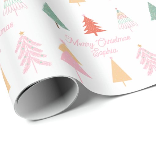 Pink Personalized Christmas Wrapping Paper | Zazzle