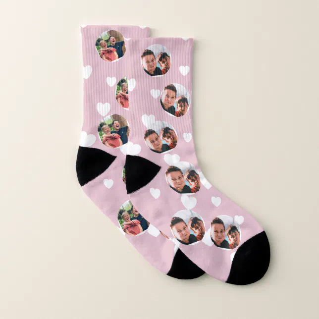 Pink Personalized Family Photo Mothers Day Socks | Zazzle