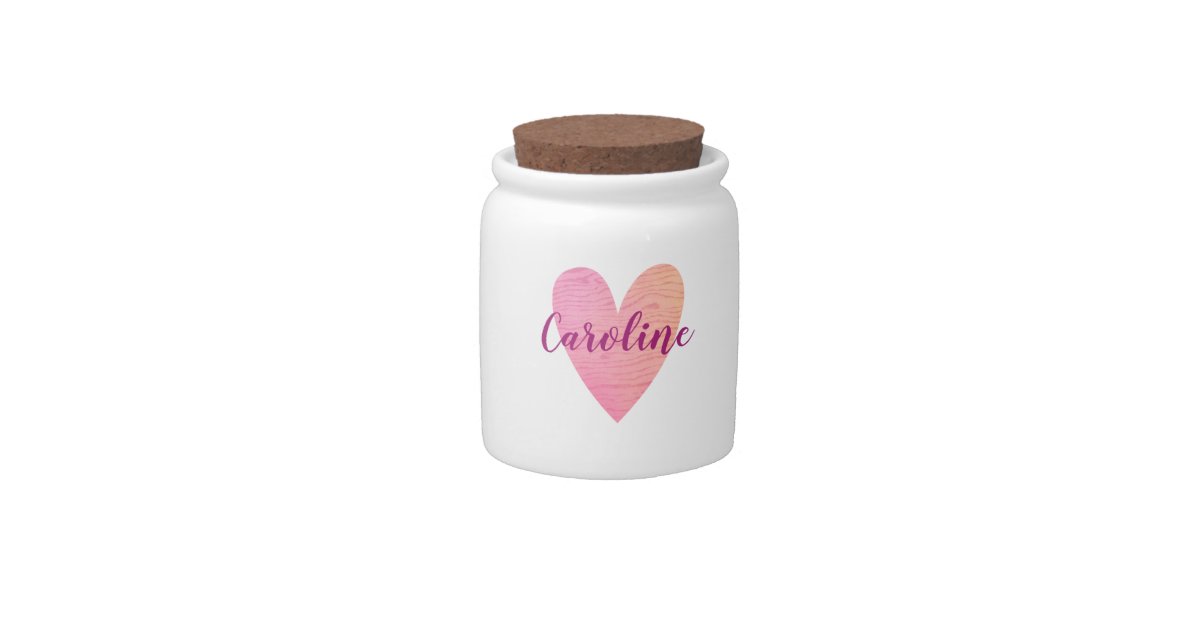 Pink Personalized Heart Candy Jar | Zazzle