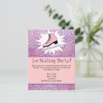 Pink Personalized Ice Skating Party Invitation | Zazzle