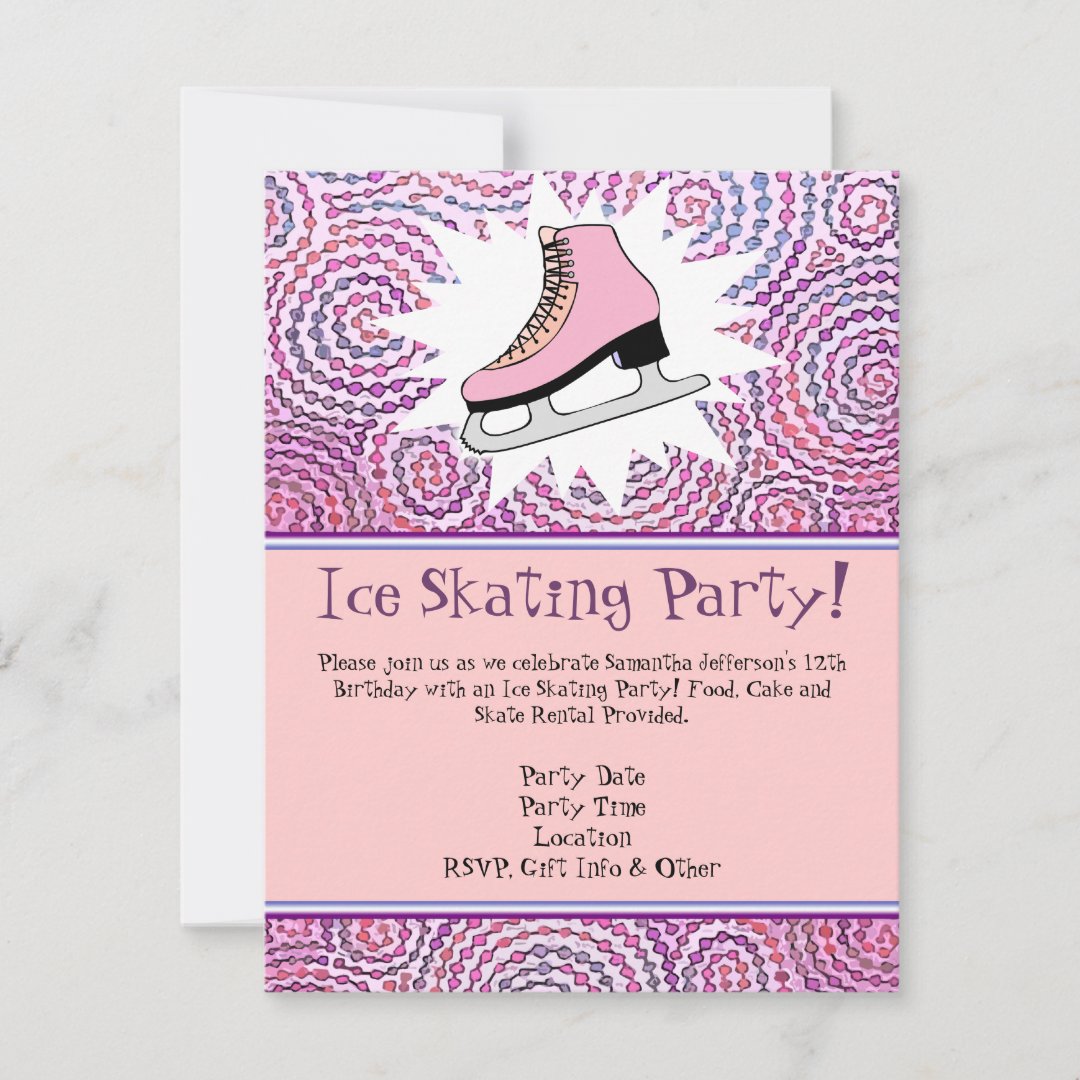 Pink Personalized Ice Skating Party Invitation | Zazzle