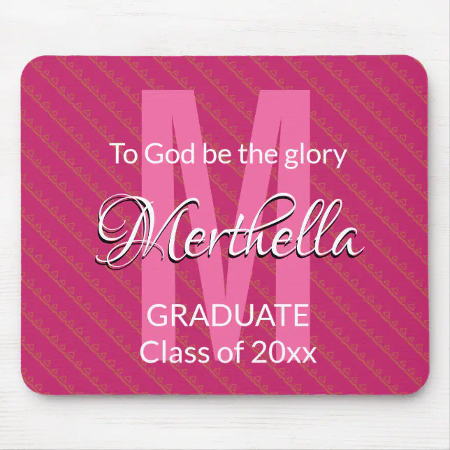Pink Personalized Monogram Name Graduate Mouse Pad | Zazzle